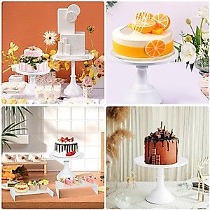 6PCS Cake Stand Set, White Metal Cake Stands for Party, Dessert Table Display Set, 3 Size Round Cake Pedestal Stand with Cupcake Risers Stands, Dessert Holders for Weddings, Birthday, Baby Shower