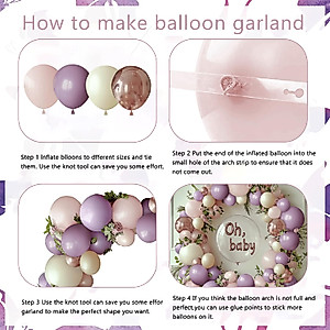 Pink and Purple Balloon Arch Kit, Dusty Purple Pink Sand White Matellic Rose Gold Latex Balloons for Bridal Baby Shower Wedding Anniversary Engagement Birthday Party Decoration