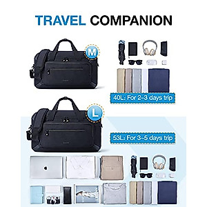 Travel Duffle Bag, BAGSMART 40L Gym Bag for Men with Shoe Bag, Carry On Weekender Overnight Bag with Multiple Pockets for Travel Essentials, Sports, Traveling(Black)