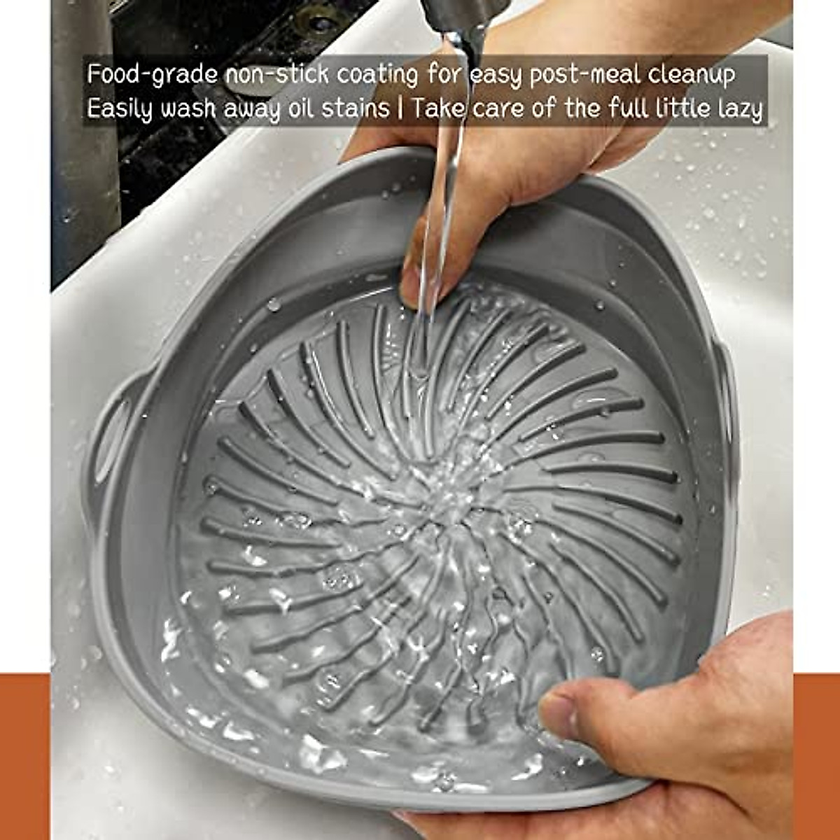 HIDDIT Foldable Air Fryer Silicone Pan, Set of 2 Air Fryer Silicone Lined Baking Pan Tray Multifunctional Grilling Mat Food Safe Non-Stick Air Fryer Basket Oven Accessories, Reusable (Color : Green,