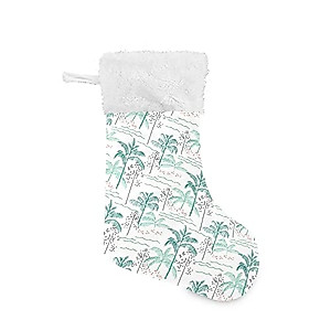 Kigai Christmas Stockings Cute Palm Trees Large Candy Stockings Stuffers Kids Cute Xmas Sock Decorations 1PC for Home Holiday Party 12" x18"