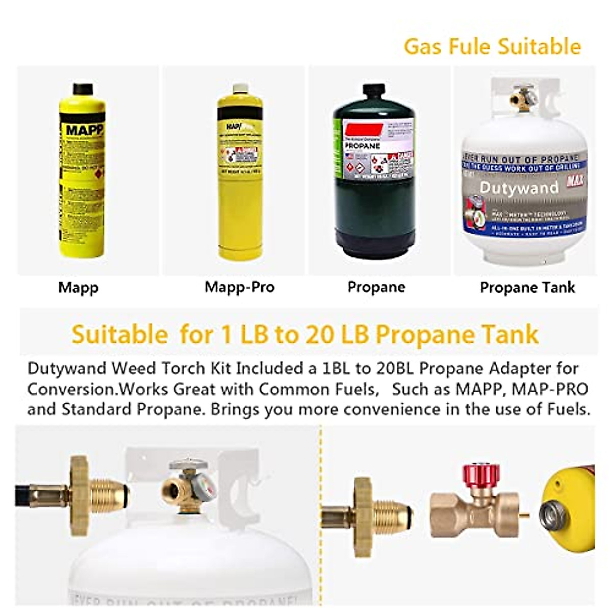 Propane Torch Weed Burner Kit, Weed Burner Torch Self Igniting with 9.9 FT Hose Plus 1 LB Propane Adapter, High Output 700,000 BTU Propane Weed Torch for Roofing,Ice Snow,Road Marking,Charcoal