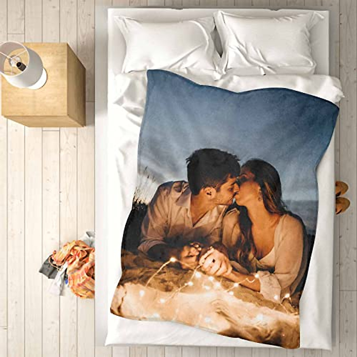 YESCUSTOM Personalized Blanket with Photo Text Custom Throw Blanket Using My Own Pictures for Christmas Family Mom Dad Dog Sisters Friends Besties Grandma Wife