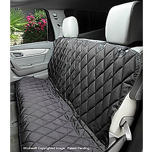4Knines Dog Seat Cover Without Hammock for Fold Down Rear Bench Seat 60/40 Split and Middle Seat Belt Capable - Heavy Duty - Black Regular - Fits Most Cars, SUVs, and Small Trucks - USA Based Company