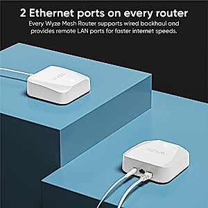 Wyze AX3000 Dual-Band Wi-Fi 6 Mesh Router System, Covers up to 3000 Sq. Ft, 100+ Devices, Replaces Router and Extender, Supports Wired Backhaul, 2x 1 Gbps Ports per router - 2 Pack