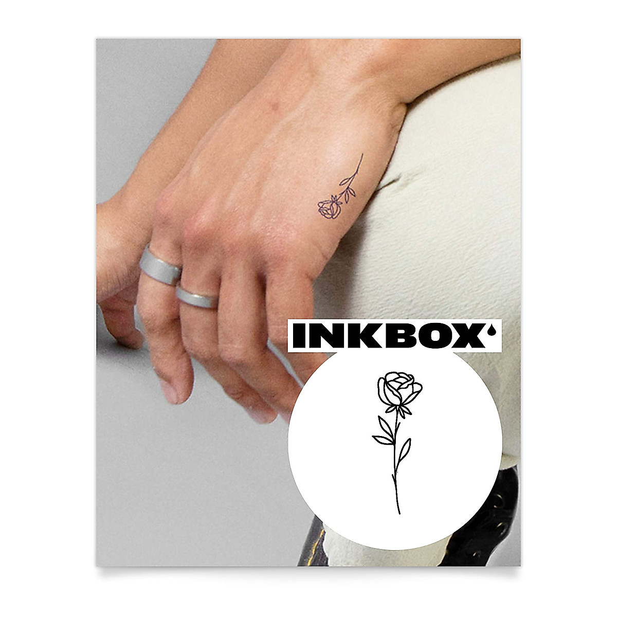 Inkbox Rose Temporary Tattoo, Realistic Long Lasting Semi-Permanent Tattoo, Authentic Tattoos For Women and Men with Easy Application - Lasts 5-10 Days, Moiety, 2x2