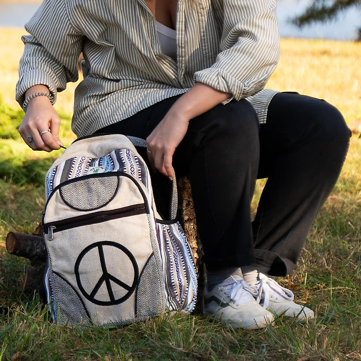 ThreadHeads Himalayan Hemp Simple Peace Backpack - 11"x16"