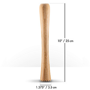 Piña Barware Professional Cocktail Muddler - 10" / 25cm Bamboo with Toothed Muddler (One Muddler)