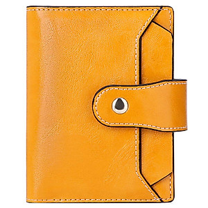 GOIACII Women Wallet RFID Blocking Leather Small Bifold Zipper Pocket Wallet Compact Card Case Purse with ID Window