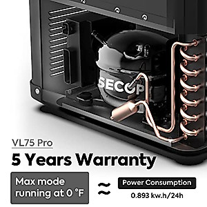 ICECO VL75 ProD Portable Refrigerator, Multi-directional Lid, Dual USB & DC 12/24V, AC 110-240V, 75L Dual Zone Steel Compact Refrigerator Powered by SECOP, 0℉ to 50℉, Home & Car Use [Upgrade, 79 Quarts]