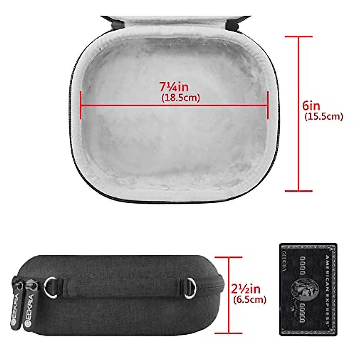 Geekria Shield Headphones Case Compatible with Sennheiser PXC 550-II Wireless, PXC 550, PXC 480 Case, Replacement Hard Shell Travel Carrying Bag with Cable Storage (Dark Grey)