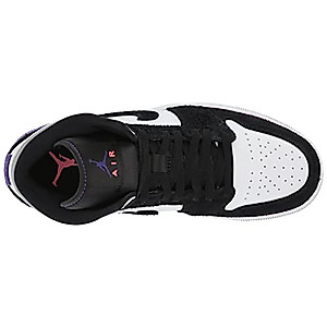 Nike Men's Air Jordan 1 Mid Se Court Purple Suede, White/Court Purple/Black, 8.5