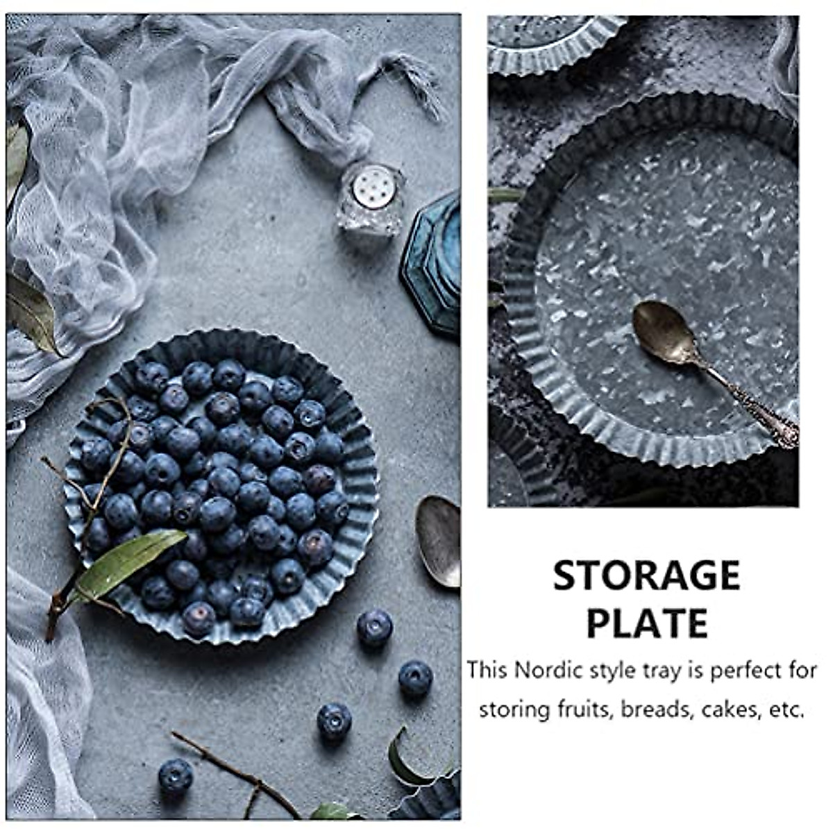 Cabilock Cutlery Tray Galvanized Serving Tray Round Farmhouse Rustic Serving Platter Fruit Food Breakfast Coffee Cupcake Dinner Tray for Kitchen Dining Room Jewlery Tray