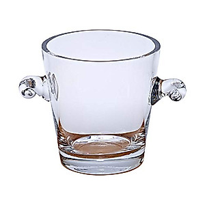 7.5" Optic Crystal Lead-Free Contemporary Simon Ice Bucket With Crystal Handles