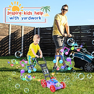 Bubble Lawn Mower for Toddlers, Girls Toys Music Bubble Machine, Outdoor Outside Garden Toys, First Birthday Toys Gifts for Baby Age 1 2 3 4 Year Old Boys Girls