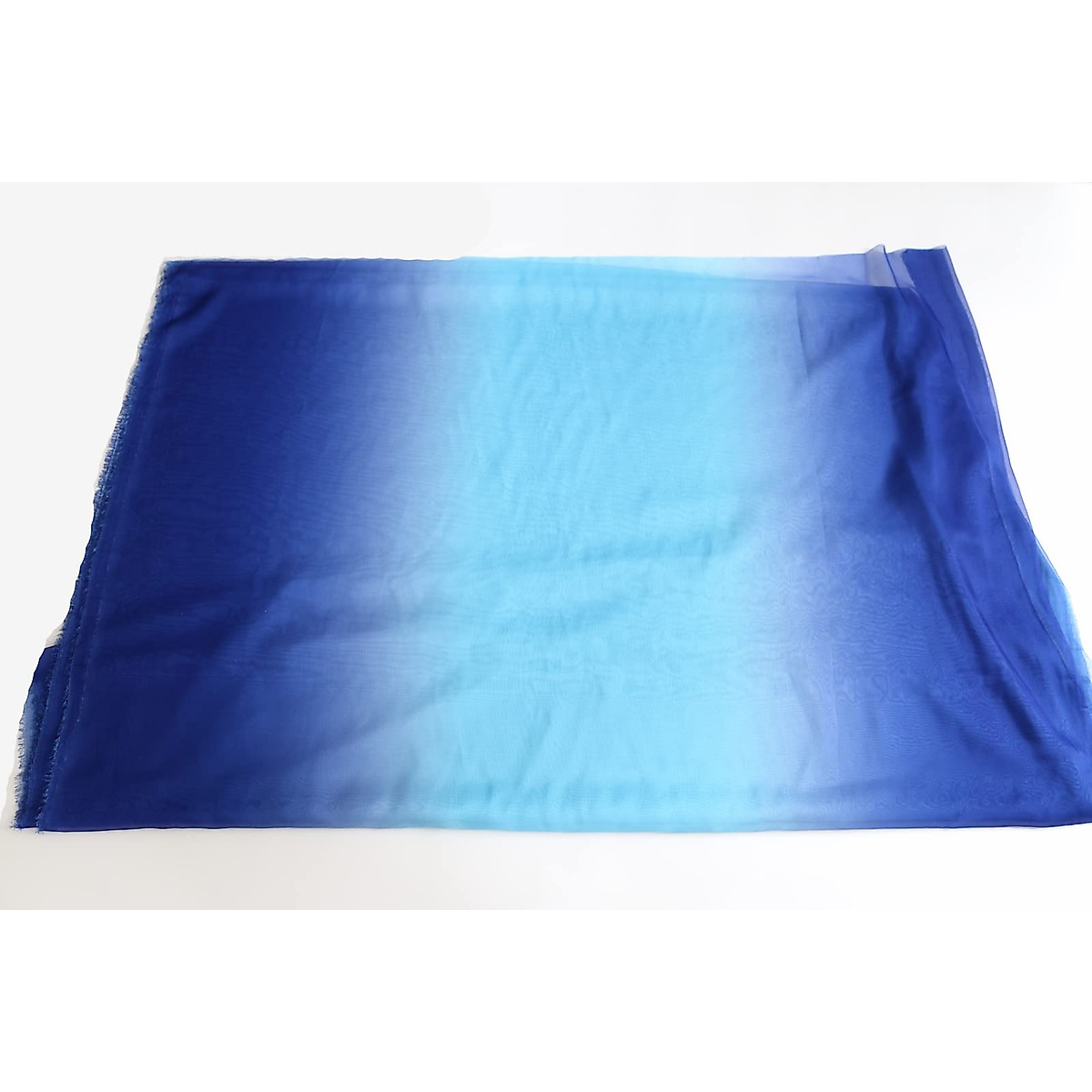 Thin 30D Shade Chiffon Fabric Soft Dancing Scarf Hanfu Chiffon Material Party Show Gradient Decoration Fashion Chiffon Gauze 100cm*148cm (Royal Blue-Sky Blue-Royal Blue)