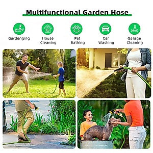 150 ft Garden Hose–Flexible,Lightweight Water Hoses with Spray Nozzle–Kink-less Rubber Car Washing Pipe Hose for All-Weather Outdoor,Lawn,Burst 600 psi,Male to Female 3/4'' Solid Brass Fittings