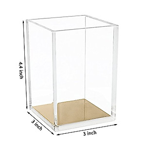 HBlife Acrylic Pencil and Pen Holder, Rose Gold Desktop Stationery Organizer Modern Design Office Desk Accessory