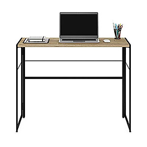 Furinno Riau No Tool/No Assembly/Folding Metal Frame Computer Desk, Sonoma Oak/Black