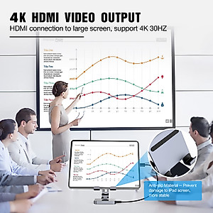 OTAITEK 8 in 1 iPad pro USB C Hub, with Foldable Tablet Stand, 100W Power Delivery, 4K HDMI, 2 USB-A Data Ports, USB-C Data Port, 3.5 mm AUX, TF/SD Card Slots, for iPad Pro and More USB-C Tablets