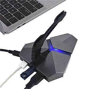WJCCY LED Light 3-Port Bungee USB Hub Splitter SD Card Reader Mouse Clamp USB 2.0 Data Gaming HUB