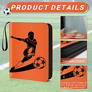 Soccer Card Binder 4-Pocket Trading Card Binder with 400 Card Sleeves Portable Card Album Case for Card Collection Soccer Star Sports Cards Display Case(400 Pocket Soccer)