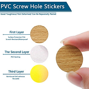 Waziaqoc 216pcs Self-Adhesive Screw Hole Stickers (Maple), 4-Table Sheets Screw Covers Caps PVC Dustproof Round Stickers for Wooden Furniture - 21mm/0.83inch
