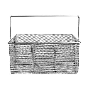 Maypes Utensil Caddy - Silverware Caddy for Parties, Spoon Holder, Buffet Organizer for Condiments, Napkin, Forks, Knives - Stainless Steel Flatware Caddy for Home, (Silver)