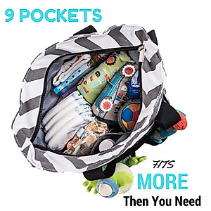 Stylish Travel Diaper Bag Tote for Men and Women – Unisex, Multifunctional Design with Universal Stroller Straps, 9 Pockets FREE Wet/Dry Bag and Changing Pad by LoveMyGoodies