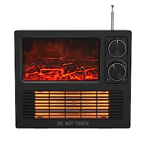Ebhako Small Space Heater Fireplace, Small Electric Fireplace Heater for Indoor Use, Realistic 3D Flame, Safety Protection, 1000W Portable Mini Space Heater for Office, Under Desk, Bedroom, Home