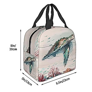 CIOAHYRA Sea Turtle Lunch Bag for Women Men Insulated with Containers Warming Reusable Lunch Box Waterproof Thermal Tote Bag Cooler Bag
