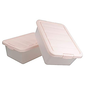 Ucake 14 Quart Plastic Storage Boxes with Pink Lids, 2 Packs