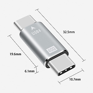 Duttek USB C Male to Male Adapter, 40Gpbs Type C Male to Type C Male Full Featured Adapter Support Data Transmission and Charging for with Thunderbolt 3/4, USB3.1, USB2.0. (1pack)