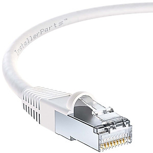 InstallerParts Ethernet Cable CAT6 Cable Shielded (SSTP/SFTP) Booted 15 FT - White - Professional Series - 10Gigabit/Sec Network/High Speed Internet Cable, 550MHZ