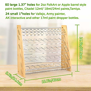 Acrylic Paint Organizer Rack for 60 Bottles, 5 Tiers Bamboo Craft Hobby Paint Holder Storage Paint Rack Display Stand, Pigment Organizer Holder Ink Bottle Stands for Miniature Paint Set