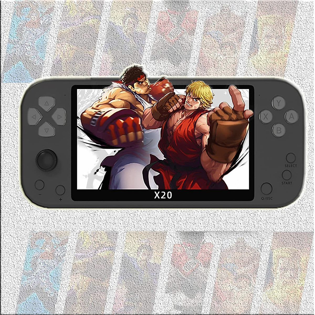 Joseky X20 Handheld Game Console - Support External Handles and Built-in 1000+ Classic Games, Two-Player Mode TV HD Output 5.1-inch Large-Screen Multi-Function Game Console (Black)