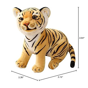 GUDVES Tigers Plush Toy Stuffed Animal Plush Cat - by Tiger Tale Toys Cute Lifelike Tiger Stuffed Animals Animals Kids Toy Gift for Boy Baby Hug Tiger - Lifelike Stuffed Animal (7.8 in, Yellow Tiger)