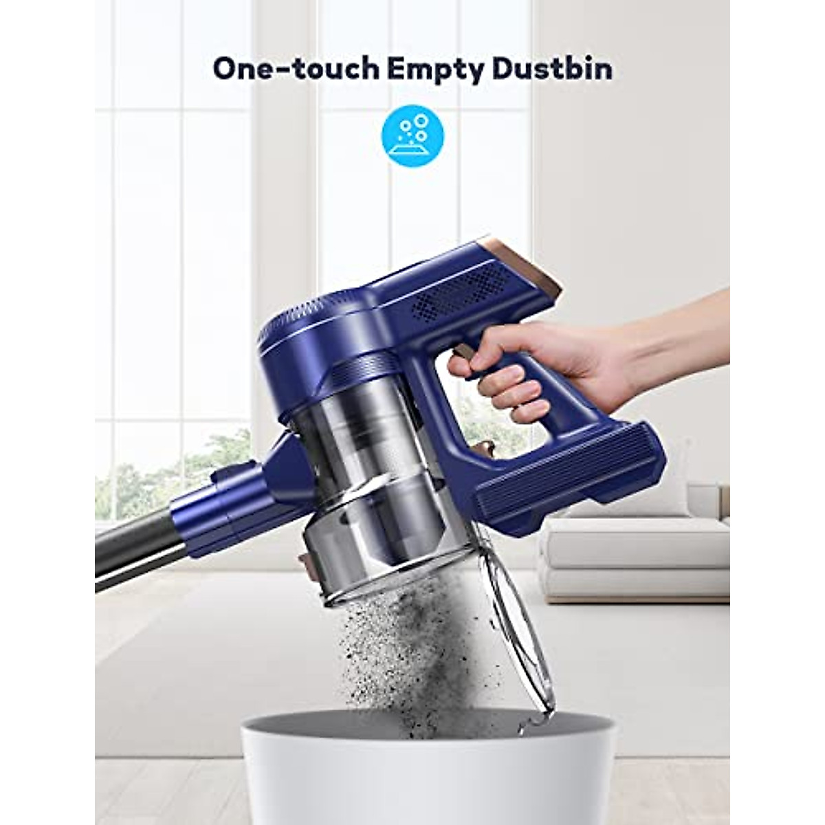 Voweek Cordless Vacuum Cleaner, 6 in 1 Lightweight Stick Vacuum Cleaner with 3 Power Modes, LED Display, Powerful Stick Vacuum Up to 45min Runtime, Vacuum Cleaner for Hardwood Floor Pet Hair Home Car