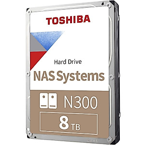 Toshiba 8TB N300 NAS 3.5 Inch SATA Internal Hard Drive. 24/7 Operation, Supports 1-8 Bay Systems, 256 MB Cache, 180TB/Year Workload, 3 Year Warranty (HDWG480UZSVA)