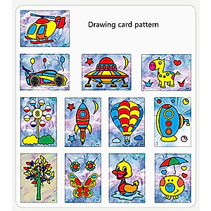 Berry President Sand Painting Cards Art Kids Coloring DIY Paper Craft Kit with 12 Bottles Colored Sand for 4 5 6 7 Year Old Children Kids (12 Bottles, Green)