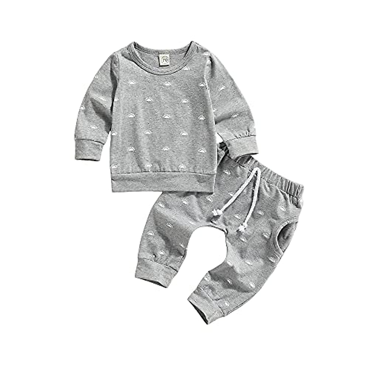 Newborn Baby Boys Clothes Infant Long Sleeve Sweatshirt Tops Pants Set Fall Winter Outfits (Grey Sunrise, 0-3 Months)