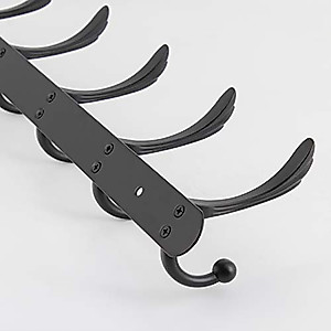 kimzcn Coat Rack Wall Mounted - 5 Tri Hooks, Heavy Duty, Metal Coat Hook Rail for Coat Hat Towel Purse Robes Mudroom Bathroom Entryway (Black)