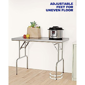 RIEDHOFF Stainless Steel Folding Table 48" x 24" Without Undershelf, [NSF Certified][Heavy Duty] Commercial Kitchen Prep Table for Home, Restaurant, Outdoor