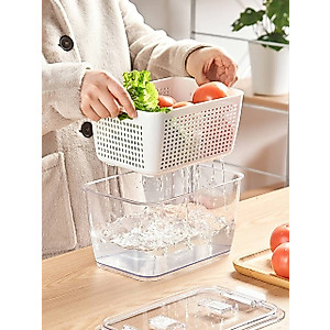 SHEBI PRODUCT - 3-Pack Refrigerator Organizer Bins- Clear Plastic Fridge Organizer for Fruit & Produce with Removeable Tray- Stackable Kitchen Organization- Fruit Containers for Fridge (White)