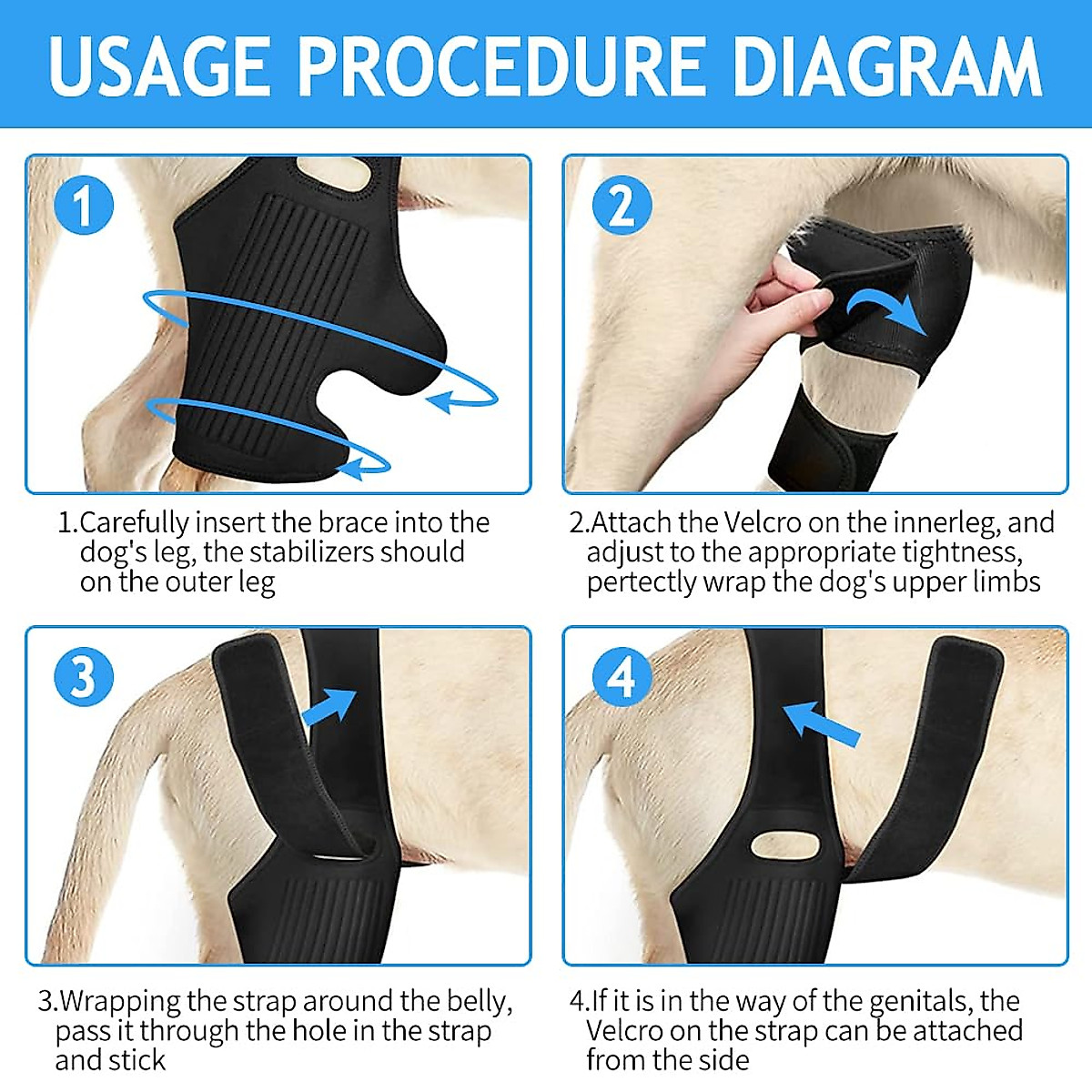 TONTONJIA Dog Knee Brace for Torn Acl Hind Leg Adjustable Dog Back Leg Support Brace, Dog Leg Brace for Hip Dysplasia, Better Recovery with Dog ACL Knee Brace (Medium)