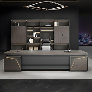 CraftThink Modern Executive Office Desk, L Shaped Office Desk with Side Cabinet, Front Cabinet not Included, Business Furniture Desk for Home Office, (79" L x 31.5" W x 29.5" H, Left Hand Return)