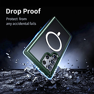 ANNGELAS for Samsung Galaxy S23 Ultra Mag-safe Case,Slim Shockproof Protective Cover with Magnetic,Frosted Hard Back Soft Silicone TPU Bumper Phone Case Compatible Galaxy S23 Ultra 6.8inch,Matte Green