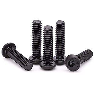 M6-1.0 x 25mm Button Head Socket Head Cap Screws, Grade 10.9 Alloy Steel, Allen Hex Drive, Full Machine Thread, Black Oxide Finish, 25 PCS