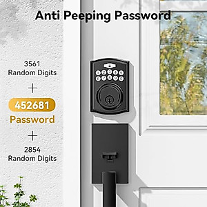 Brightify Keyless Entry Lock with Handle, Electronic Keypad Deadbolt, Auto Lock, Backlit, Easy Installation, Front Door Handle Sets, Matte Black