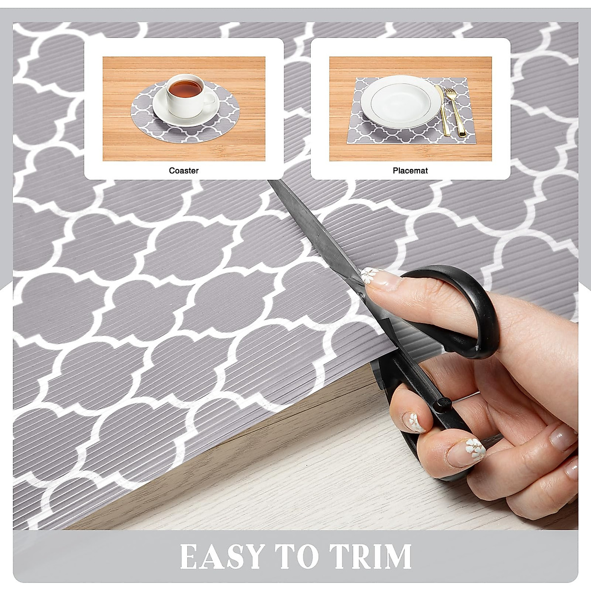 Glotoch Non Adhesive Shelf Liners for Kitchen Cabinets, 17.5" x 30 FT Drawer Liners for Kitchen, Non Slip Cabinet Liners for Shelves, Waterproof Shelf Liner for Dresser/Refrigerator/Bathroom, Gray